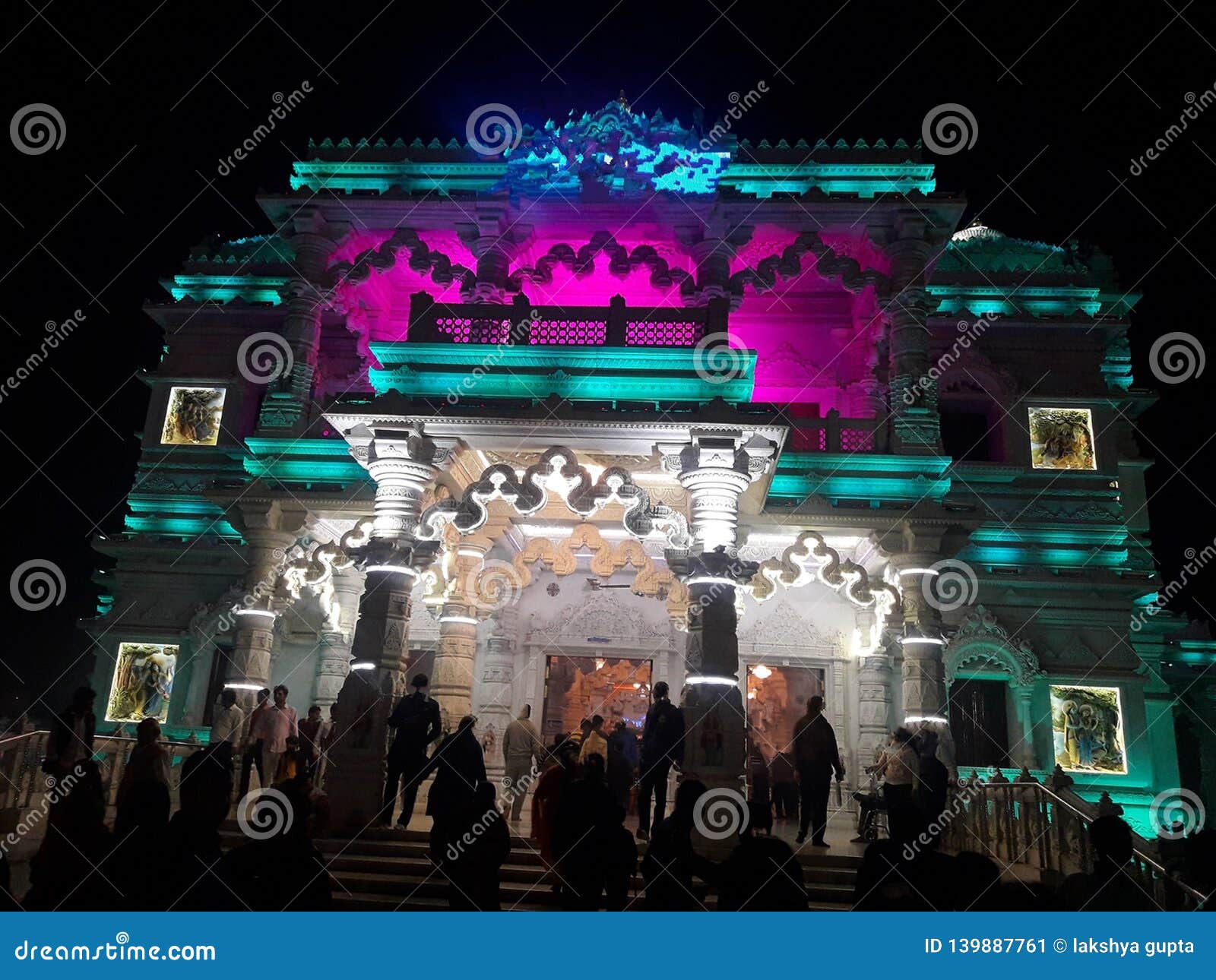 This is the Photo of Temple in Vrindavan at Night .... Editorial Photo ...
