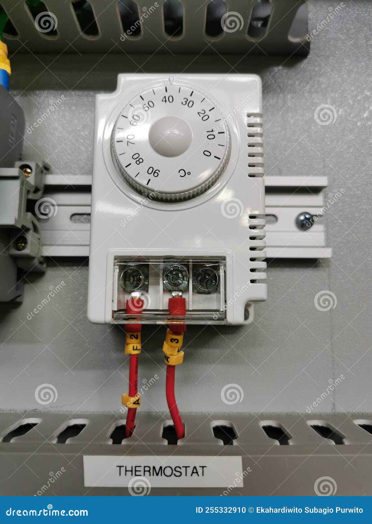 Photo of Thermostat Regulator in Electrical Cabinet. Stock Photo ...