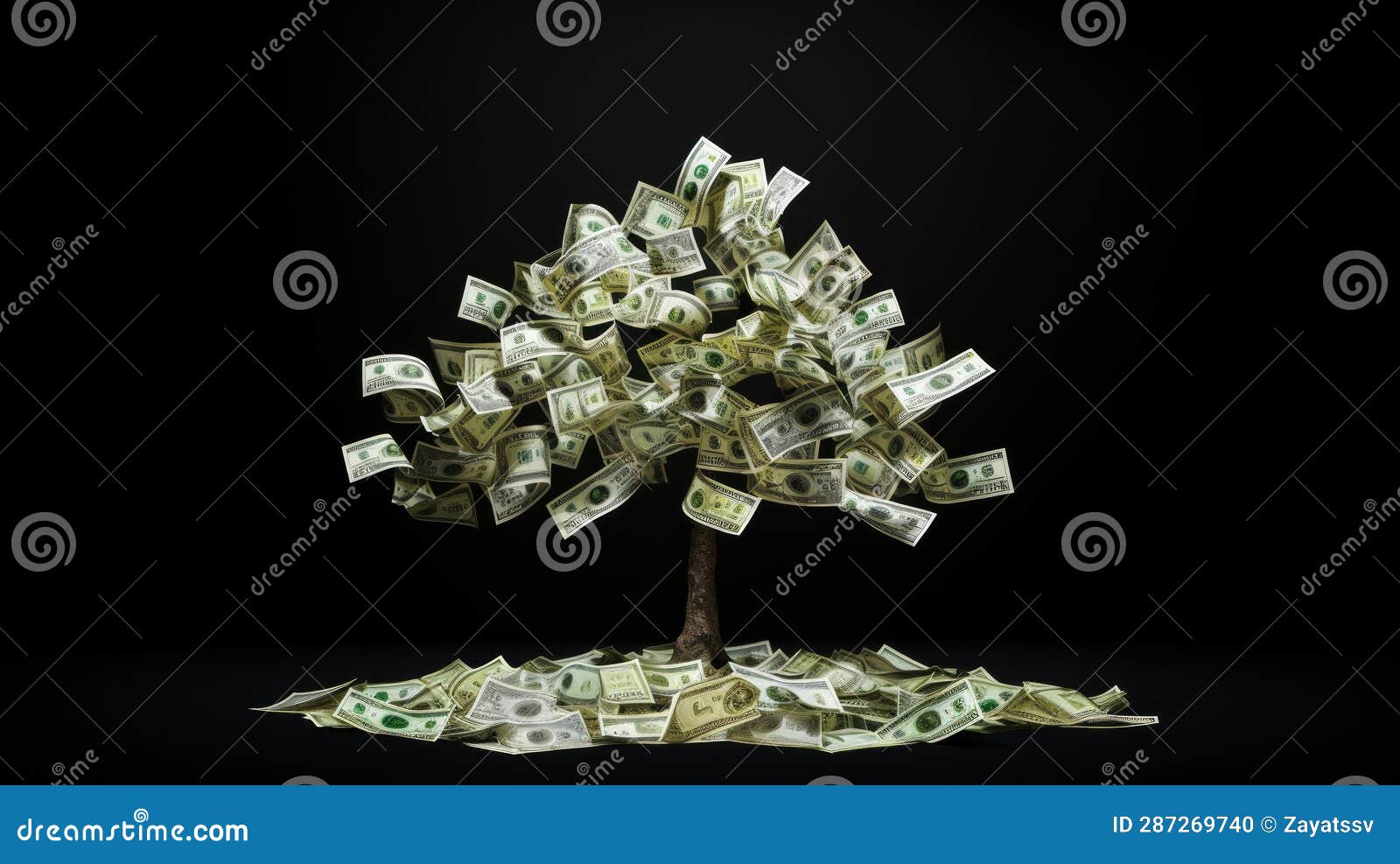Photo of Tree Made of Dollars Stock Illustration - Illustration of leaf ...