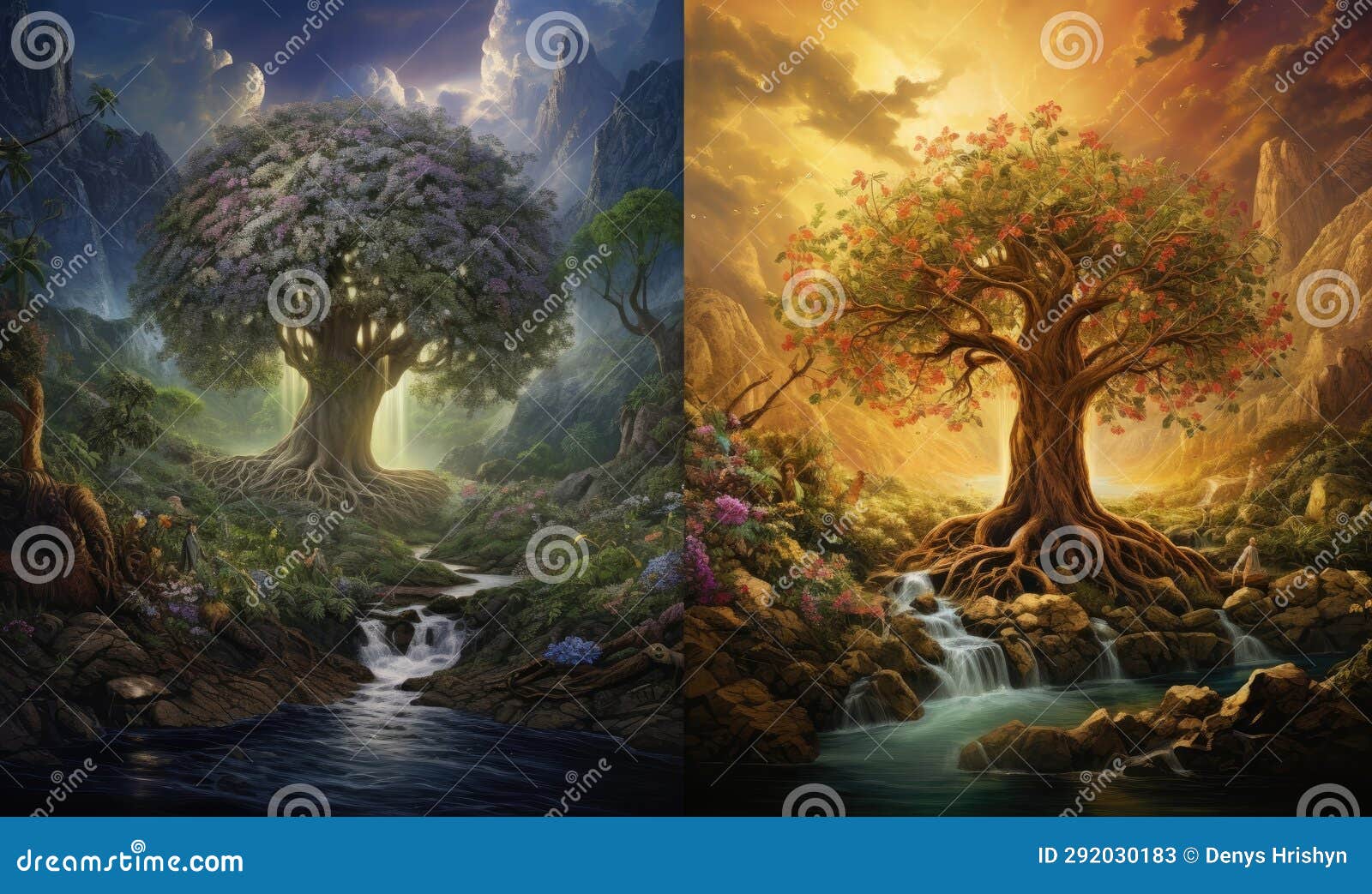 Photo of a Tree Painting with Contrasting Colors Stock Illustration ...