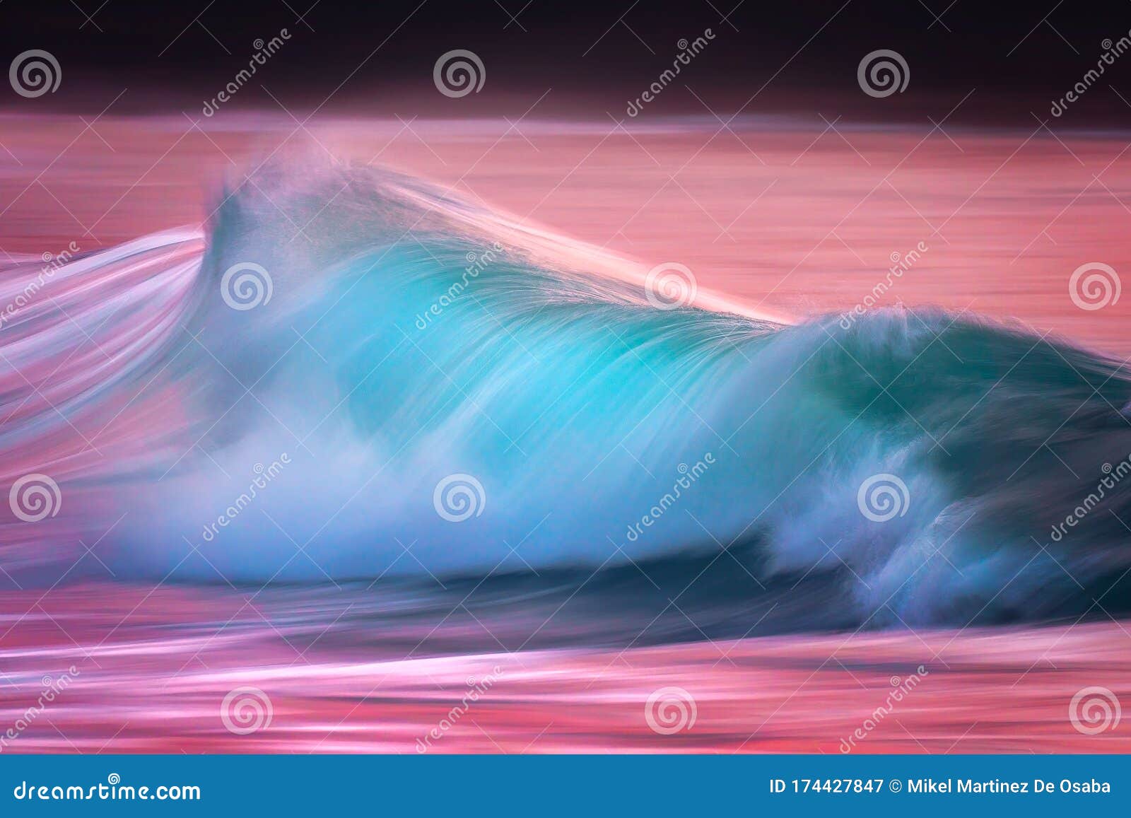 Photo of Turquoise Wave at Sunset Stock Image - Image of golden, long ...
