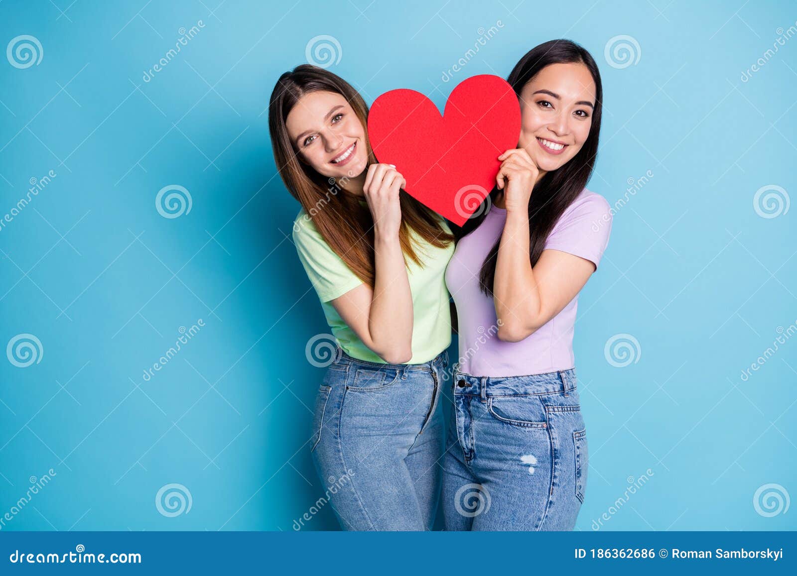 Photo Of Two Affectionate Lesbians Couple Young Ladies Romance Date