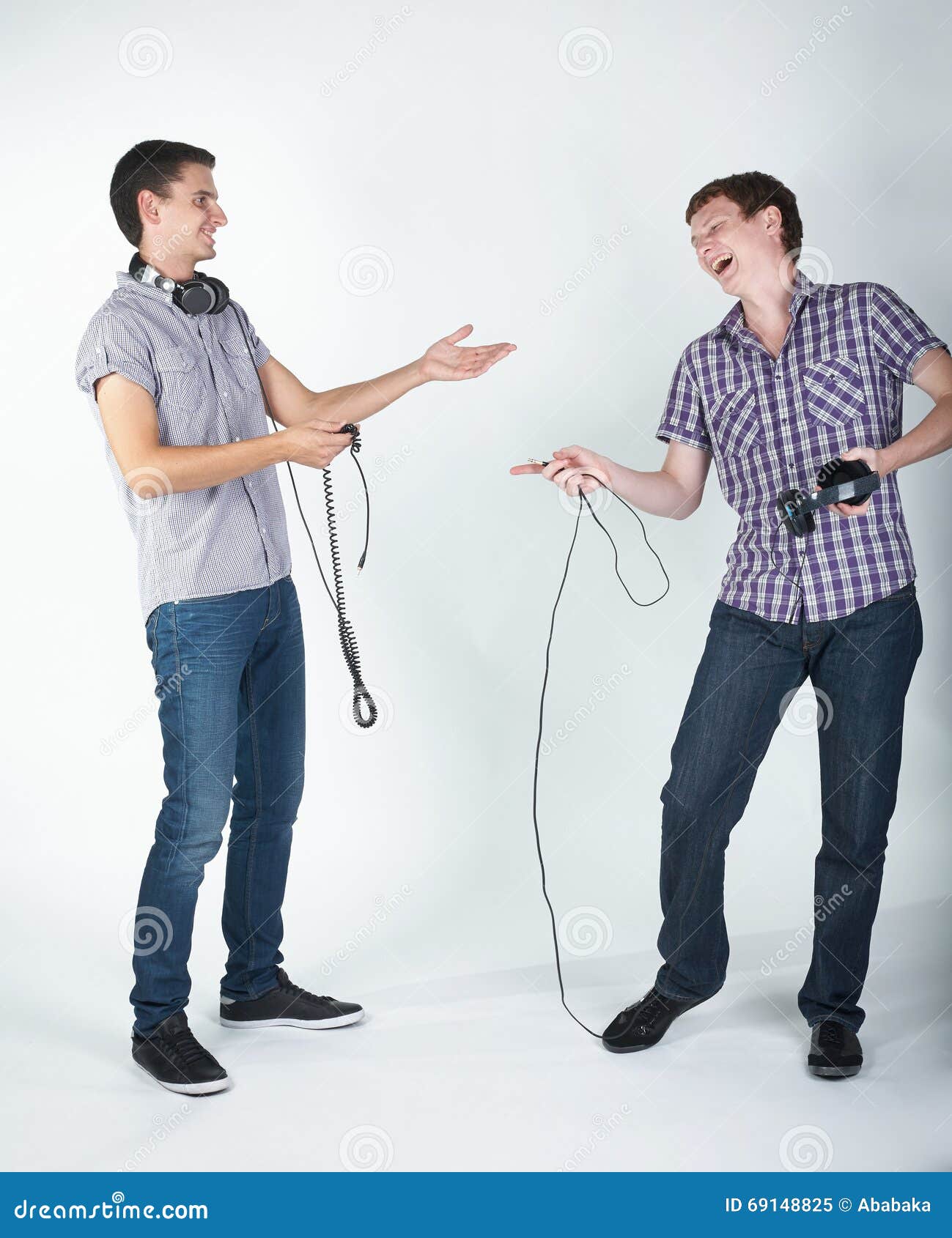 Photo of two funny dj s stock image. Image of person - 69148825