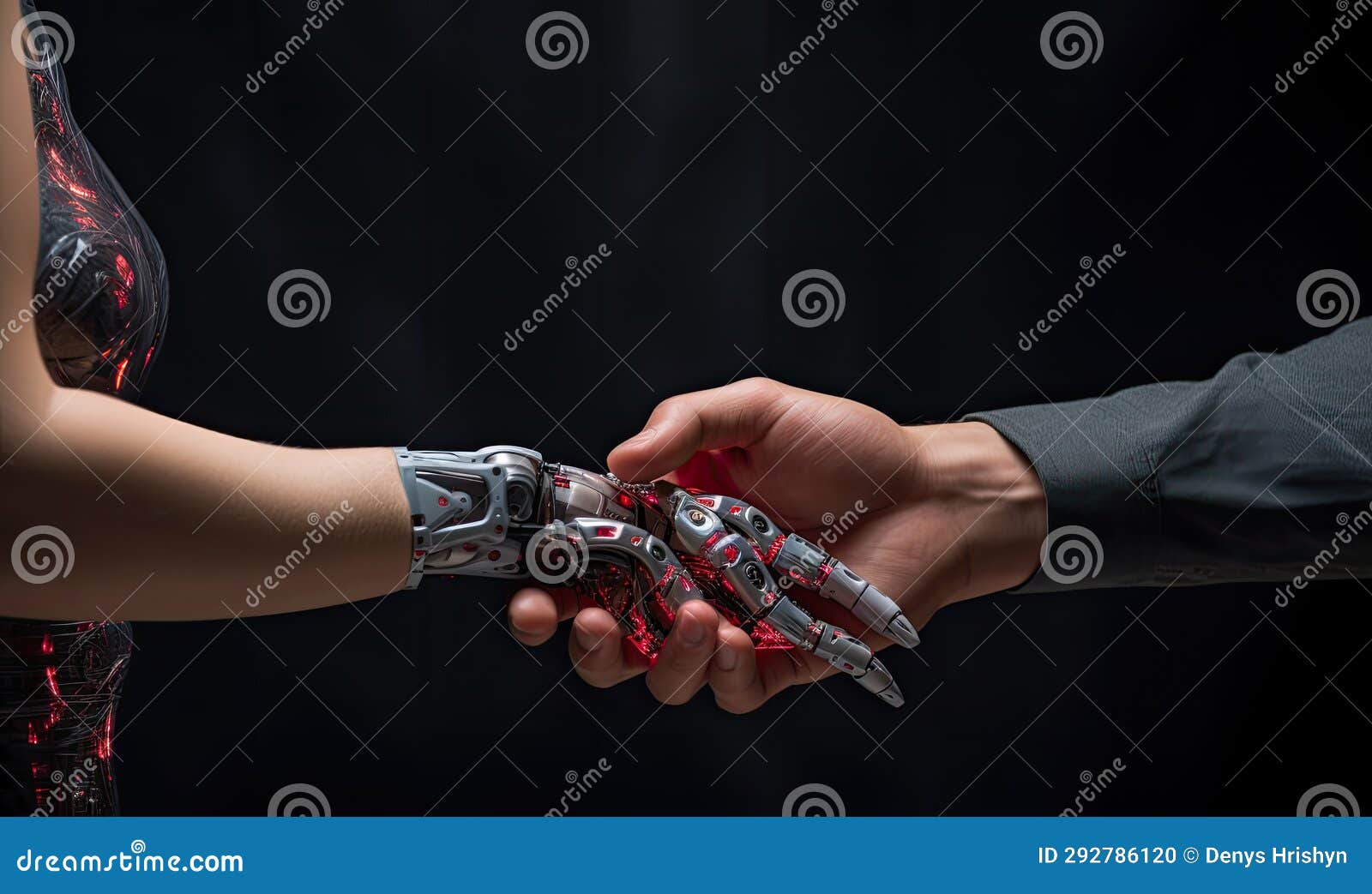 Photo of Two Individuals Shaking Hands with Assistance of a Robotic Arm ...
