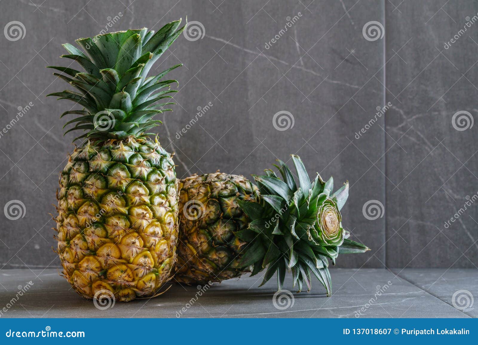Two Pineapples on Stone Background. Stock Image - Image of pineapple ...