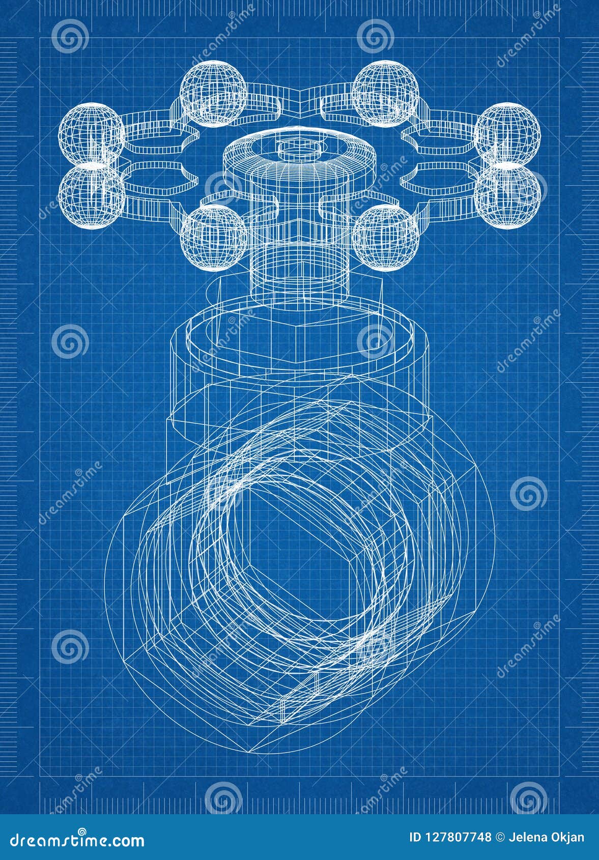 Valve Architect blueprint stock photo. Image of engineer - 127807748