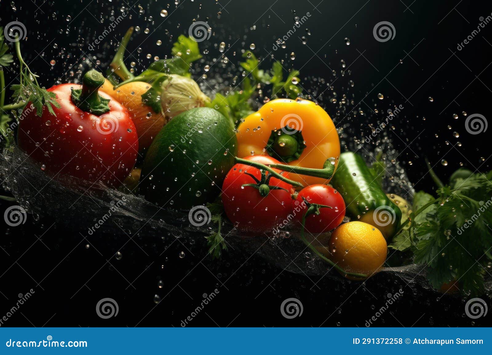 Photo of Various Vegetables with Water Splashes Stock Photo - Image of ...