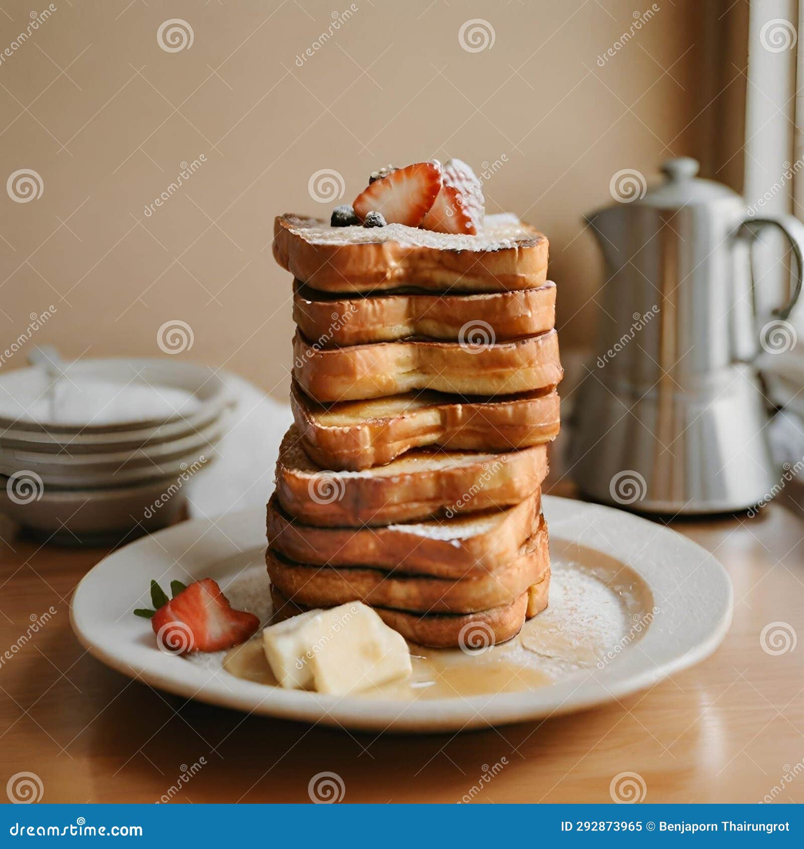 A Photo of a Very Tall Stack of French Toast Stock Illustration ...
