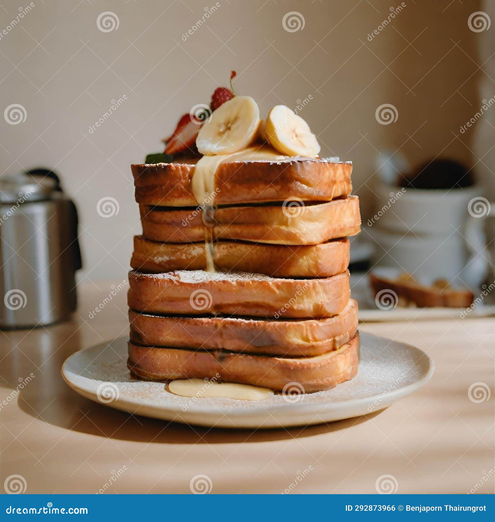 A Photo of a Very Tall Stack of French Toast - 1 Stock Illustration ...