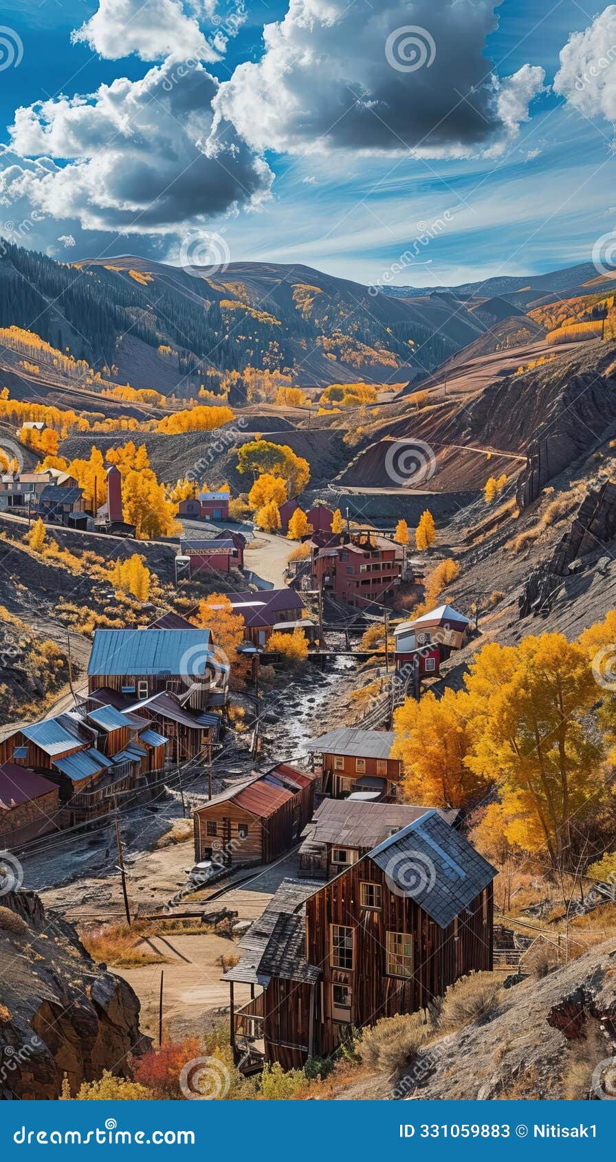 Photo of a Vibrant and Bustling Gold Mining Town Stock Illustration ...