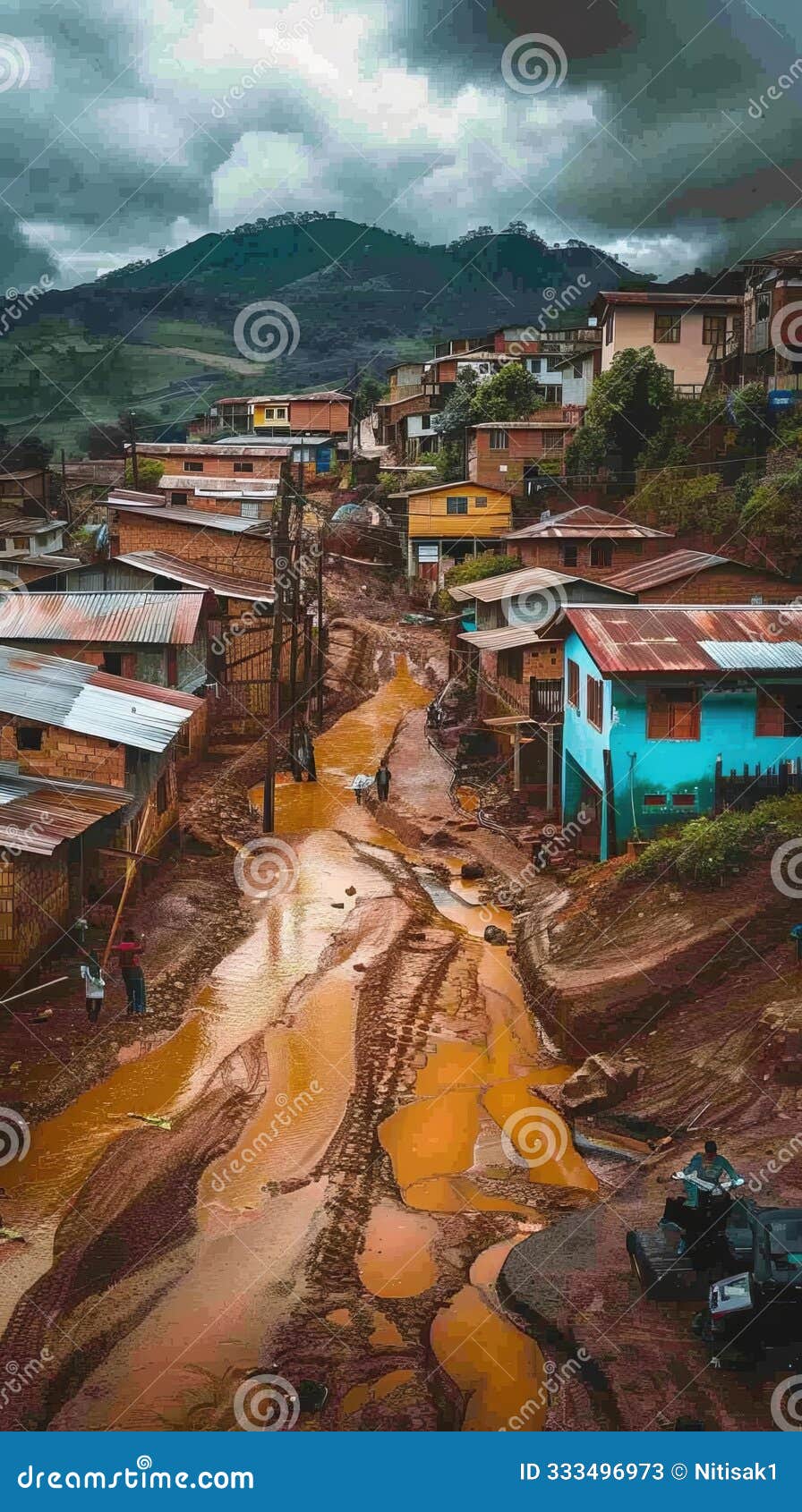 Photo of a Vibrant and Bustling Gold Mining Town Stock Illustration ...