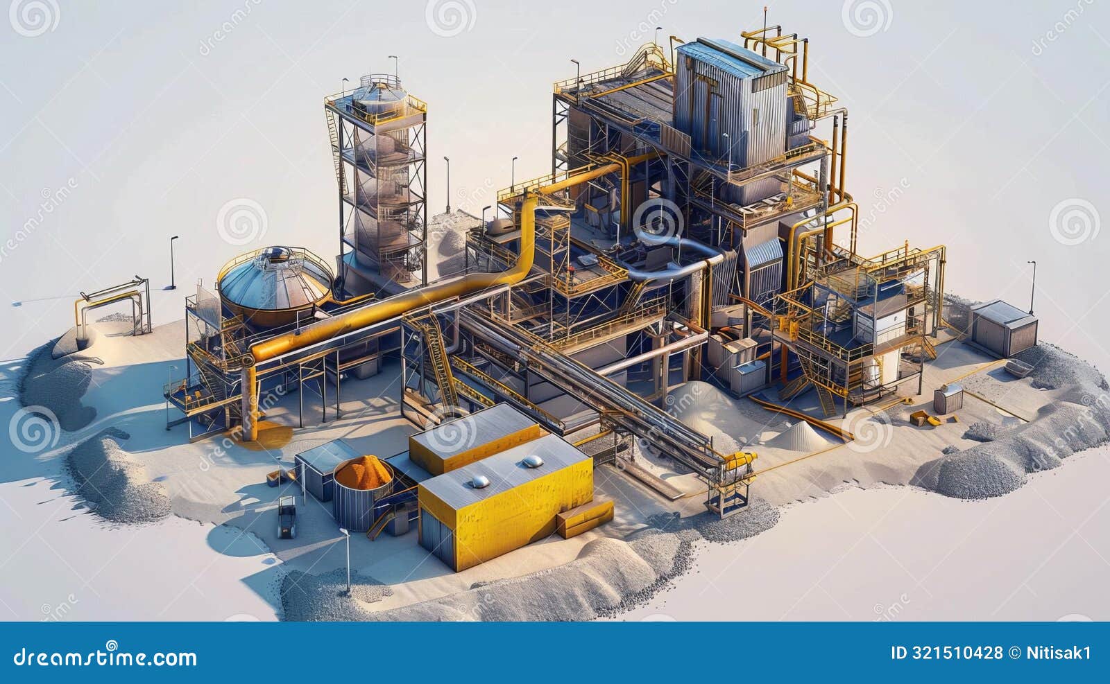 3 Photo of a Vibrant Gold Ore Processing Plant Stock Illustration ...