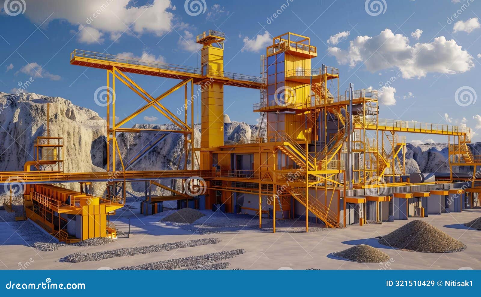 3 Photo of a Vibrant Gold Ore Processing Plant Stock Illustration ...