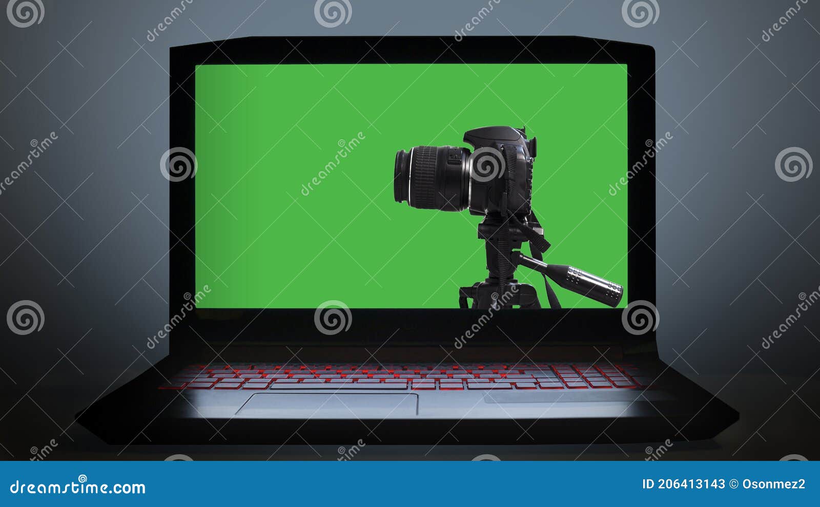 Photo and Video Editing with Green Screen on Computer Stock Image ...