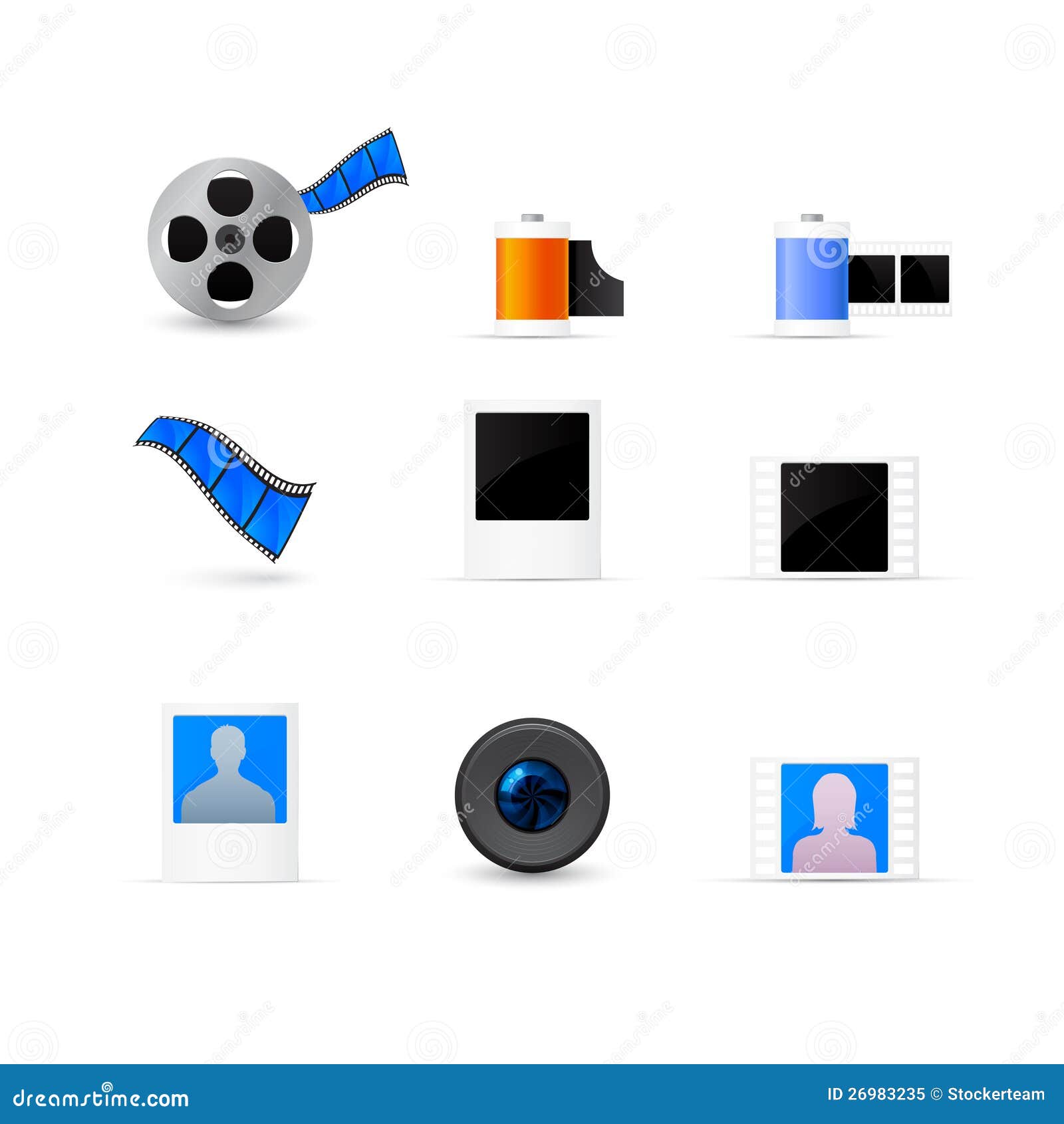 Photo and video icons set stock illustration. Illustration of equipment ...