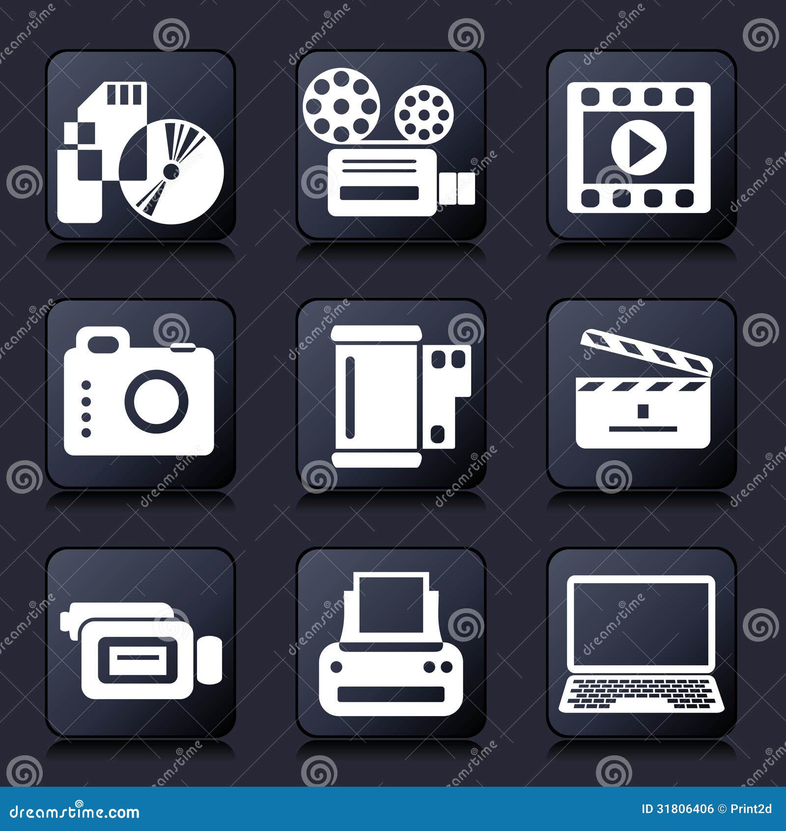 Photo video icons stock illustration. Illustration of film - 31806406