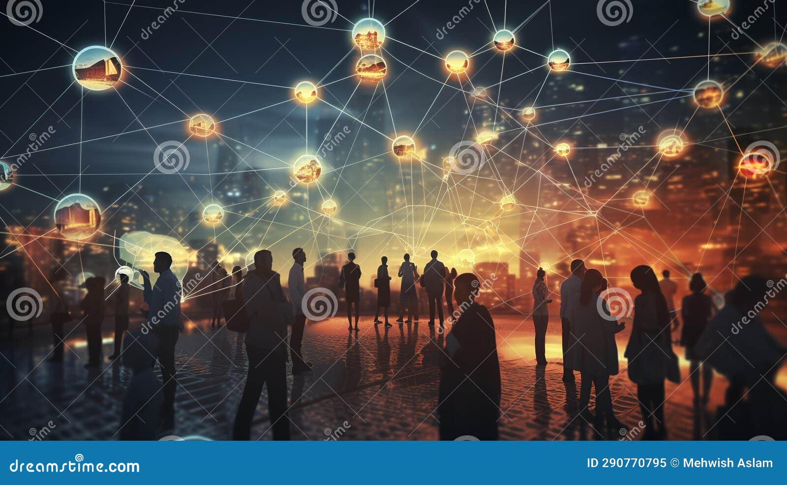 A Photo of Virtual Social Networking and Connections Stock Illustration ...