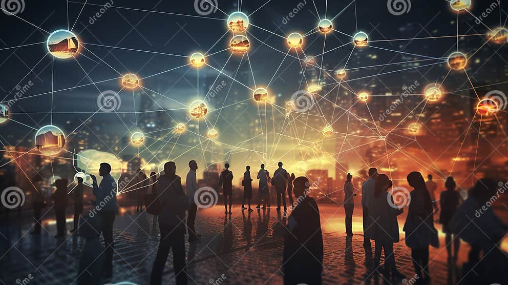 A Photo of Virtual Social Networking and Connections Stock Illustration ...