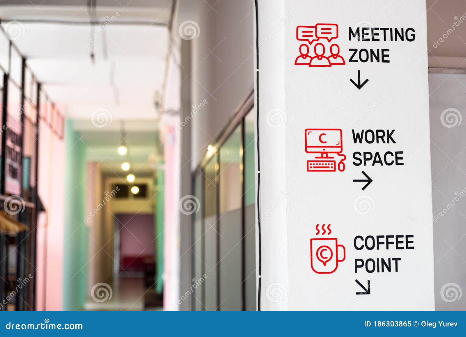 Photo of a Wall Lettering in an Office with Information for Staff Stock ...