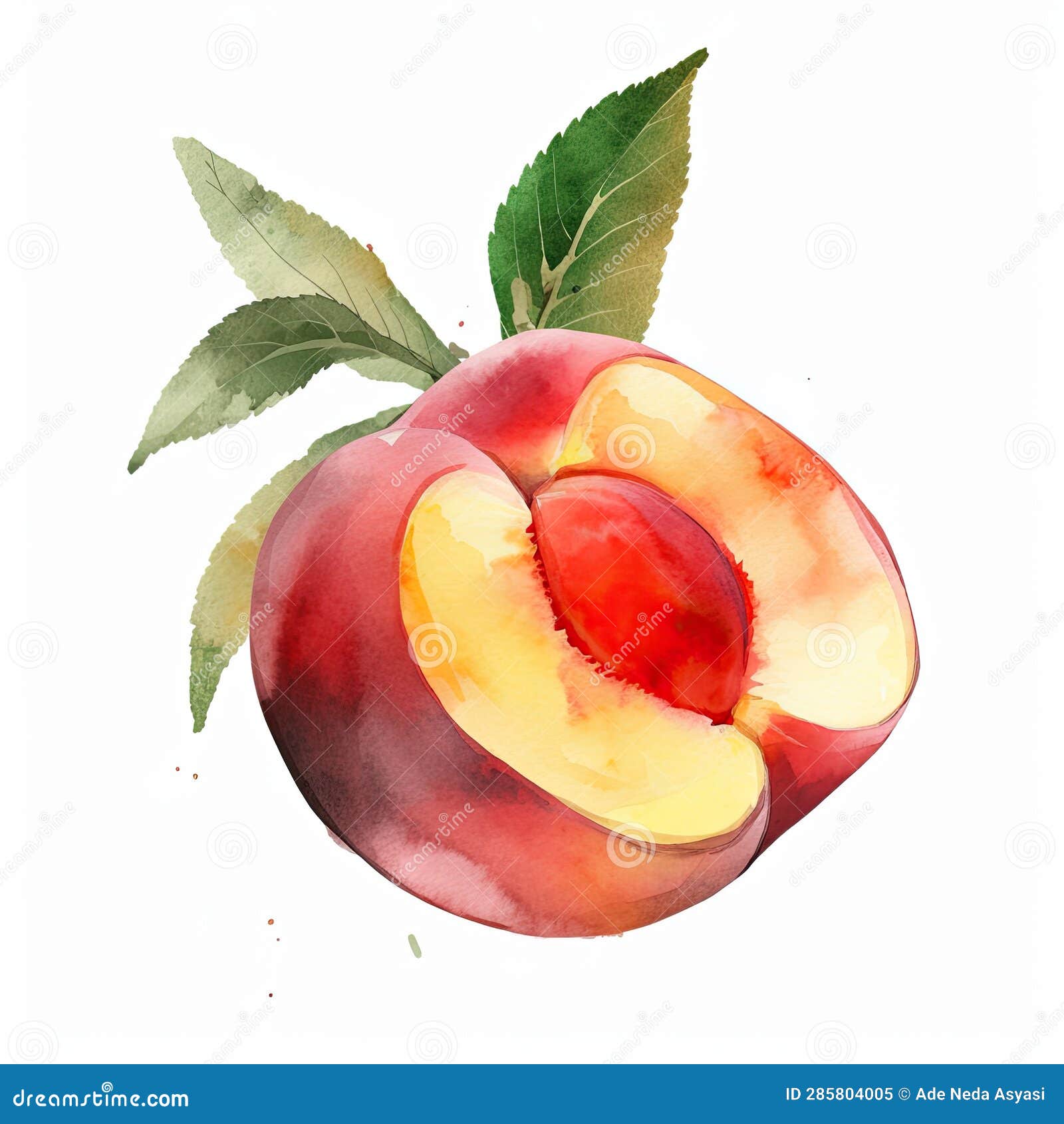 Photo a Watercolor Painting of a Peach Fruit on White Background Stock ...