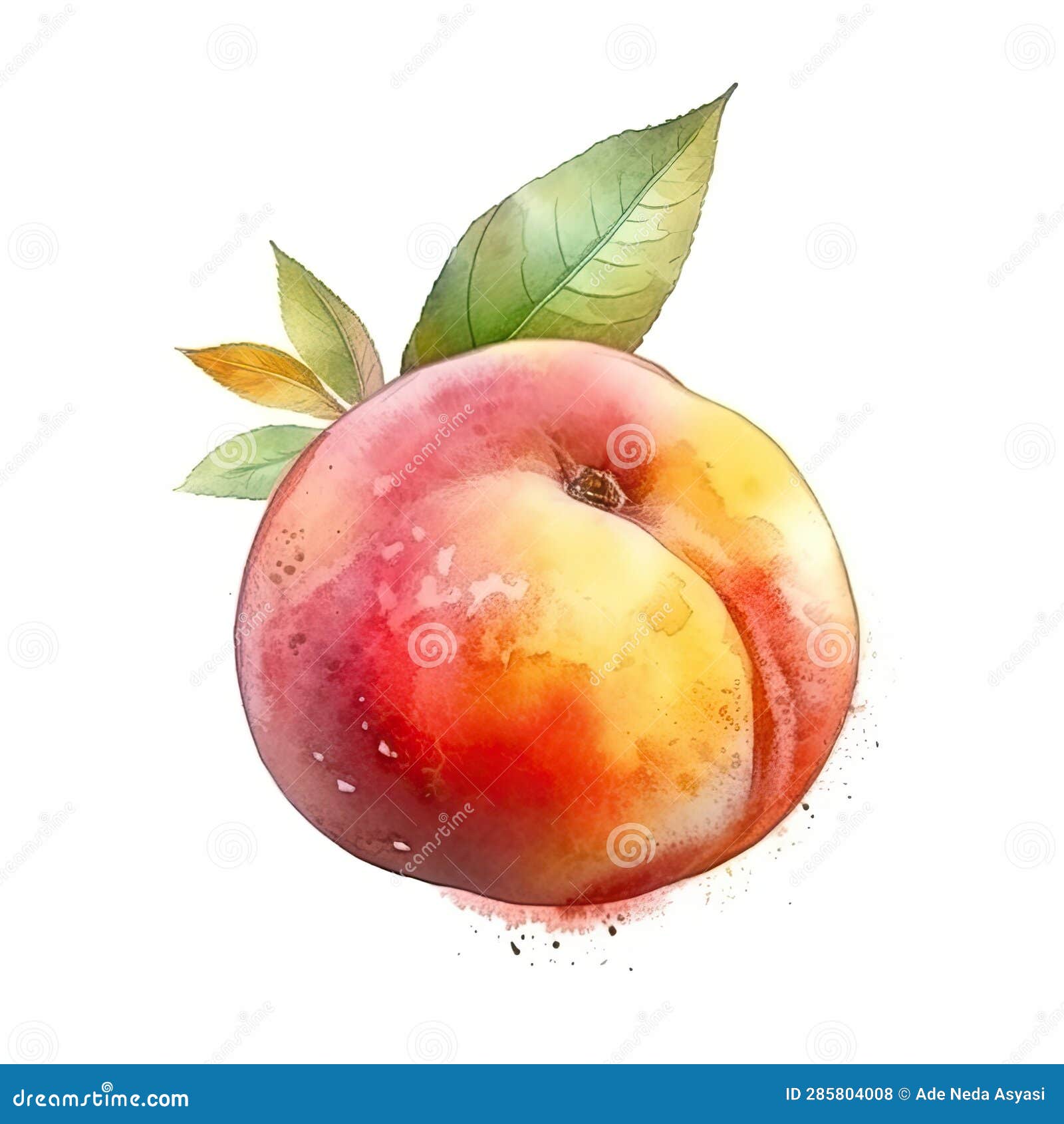Photo a Watercolor Painting of a Peach Fruit on White Background Stock ...