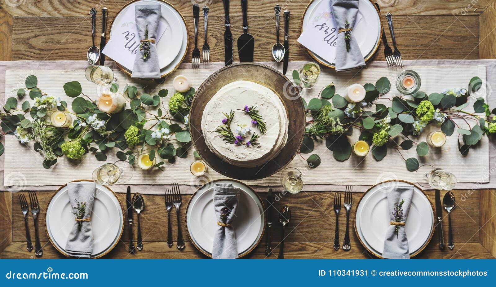 Photo Of White Dinnerware Plate Set On Table Picture. Image: 110341931