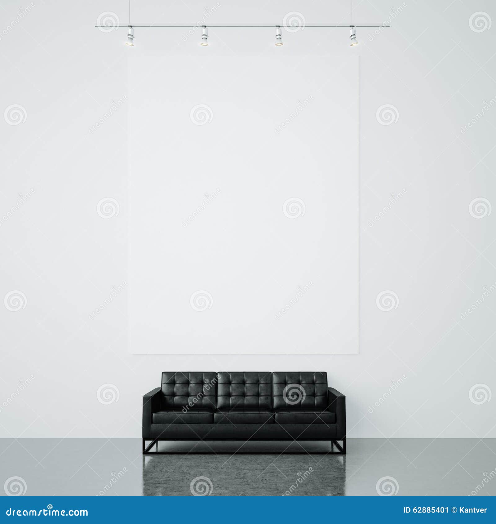 Photo of White Empty Canvas on the Blank Wall Stock Illustration ...