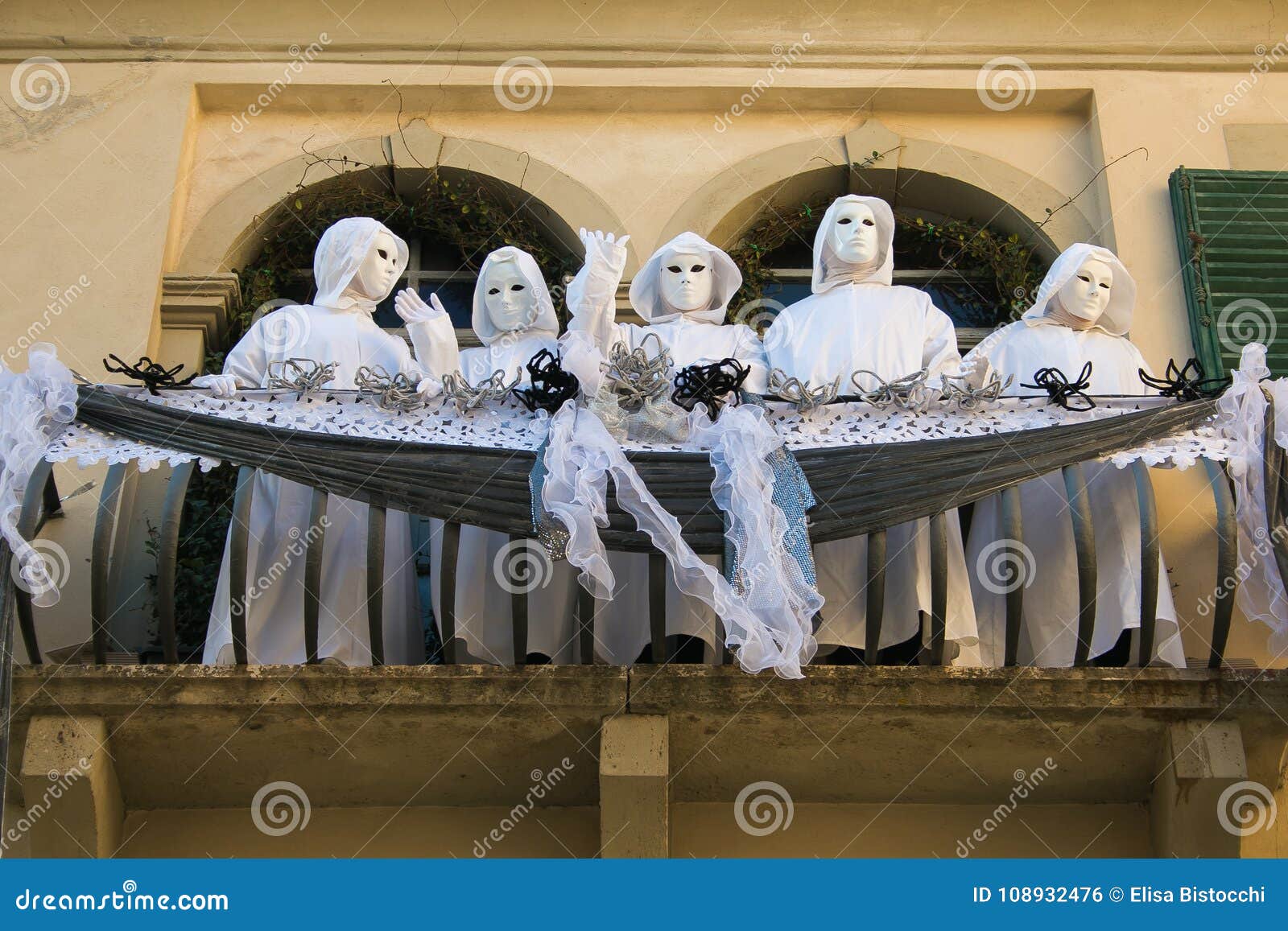 White Ghosts in the Balcony for Carnival Stock Photo - Image of clothes ...