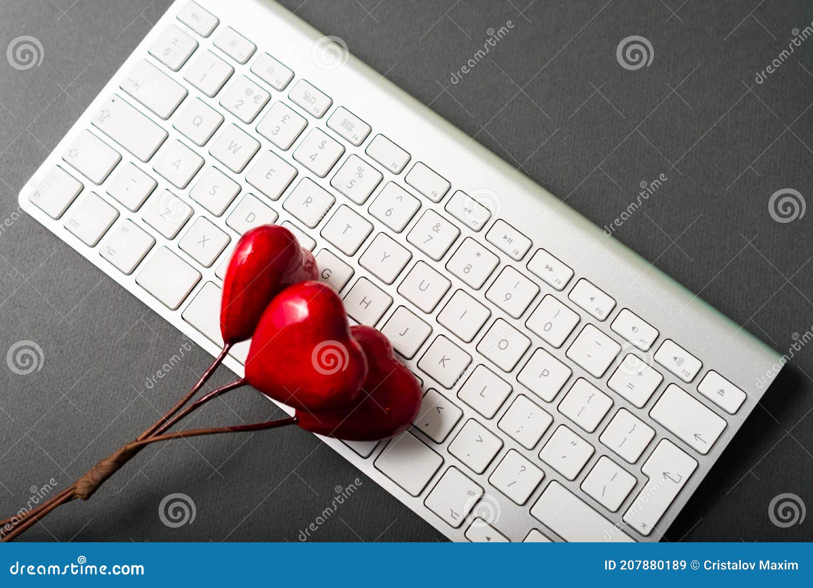 Photo of White Keyboard and Red Heart Shape Stock Image - Image of ...