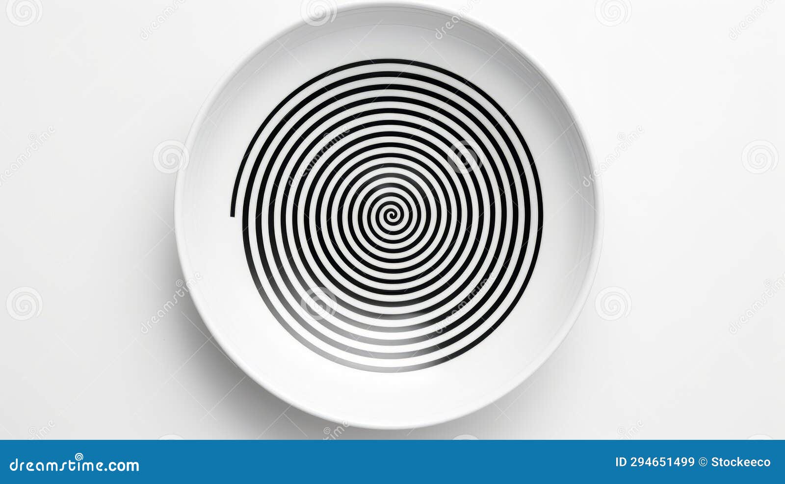 Minimalist Plate with Spiral Design - Optical Illusion on White ...