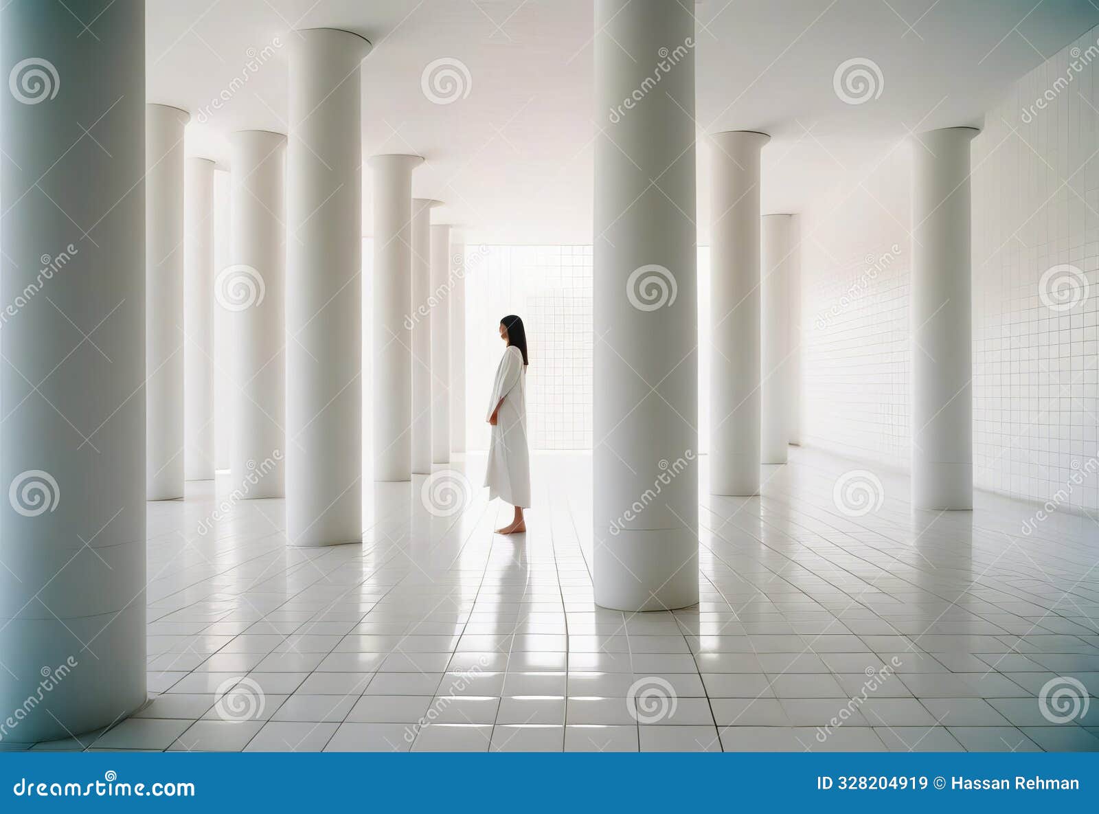 A Photo of White Tiles on the Wall and Columns Stock Illustration ...