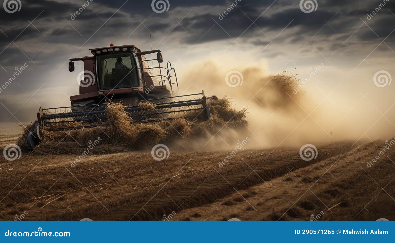 A Photo of a Windrower Making Windrows Stock Illustration ...