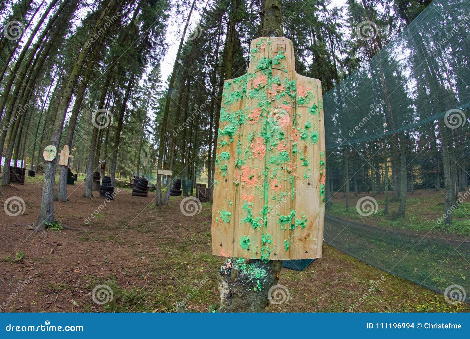 Wooden Target on Paintball Territory Stock Photo - Image of safety ...