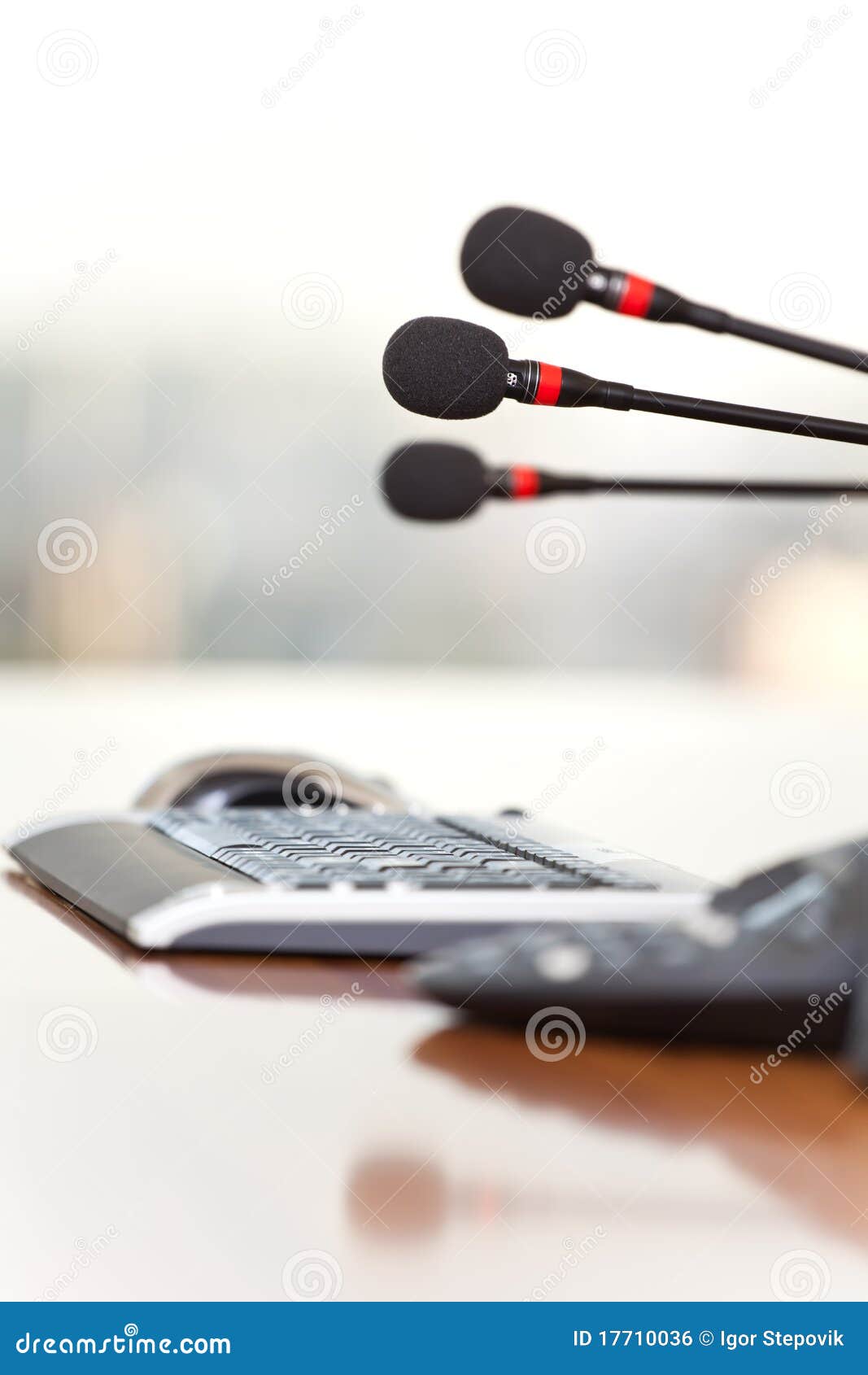Photo of Workplace with Keyboard and Microphones Stock Photo - Image of ...