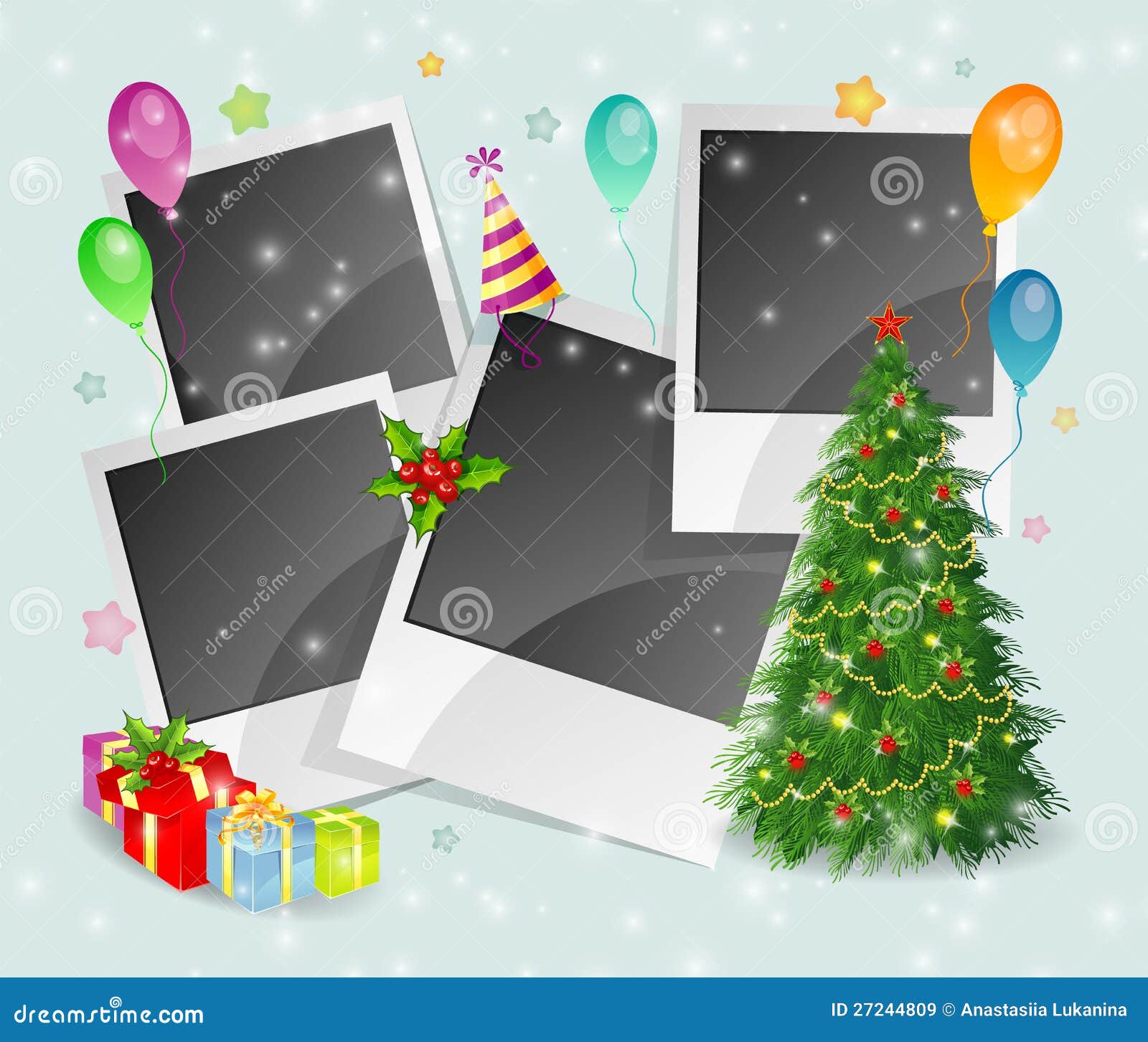 Photo Xmas Back with Tree and Box Stock Vector - Illustration of decor ...