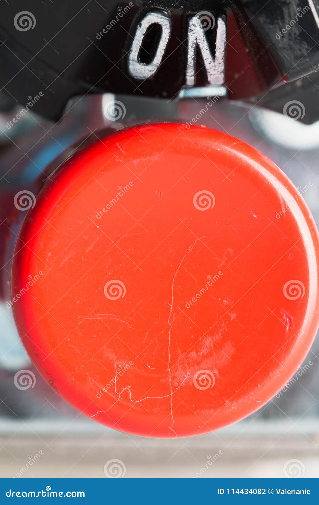 Red button on stock photo. Image of danger, button, industrial - 114434082