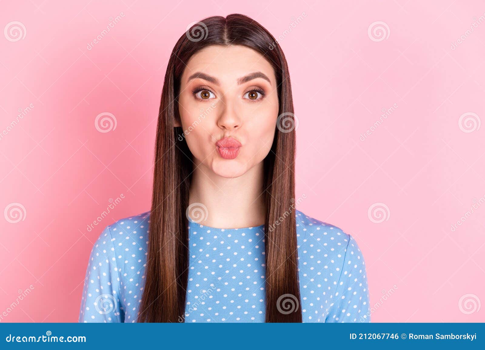 Photo Of Young Happy Cheerful Good Mood Lovely Dreamy Flirty Girl On