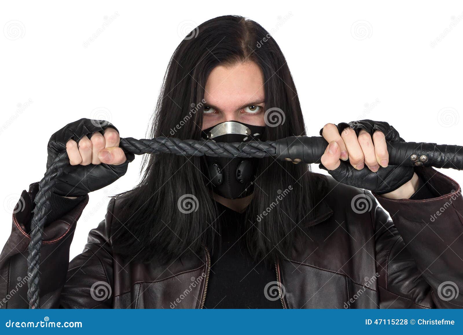 Photo of Young Man with the Whip in Mask Stock Photo - Image of ...