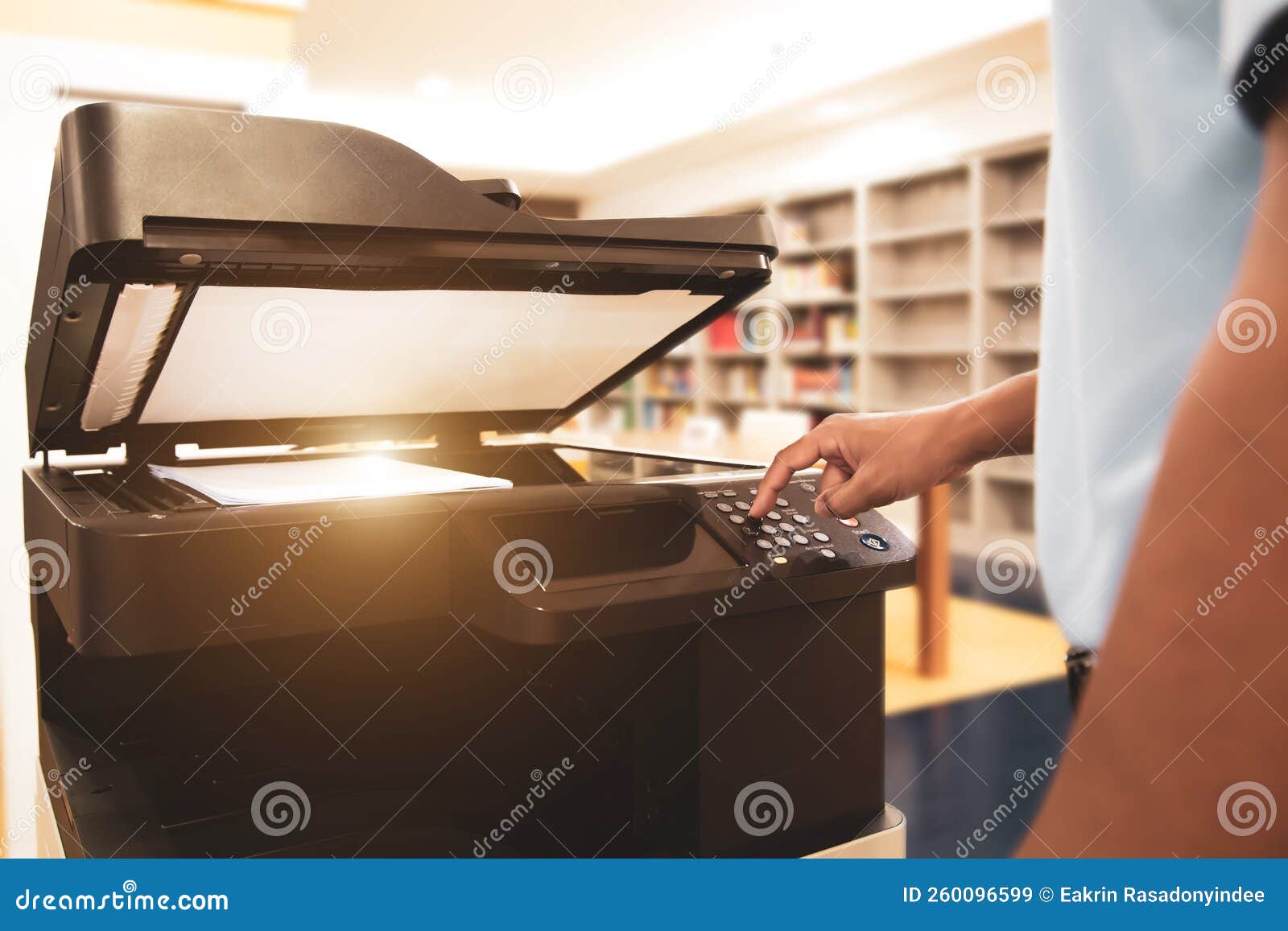 Photocopier Printer, Close Up Hand Office Man Press Copy Button on ...