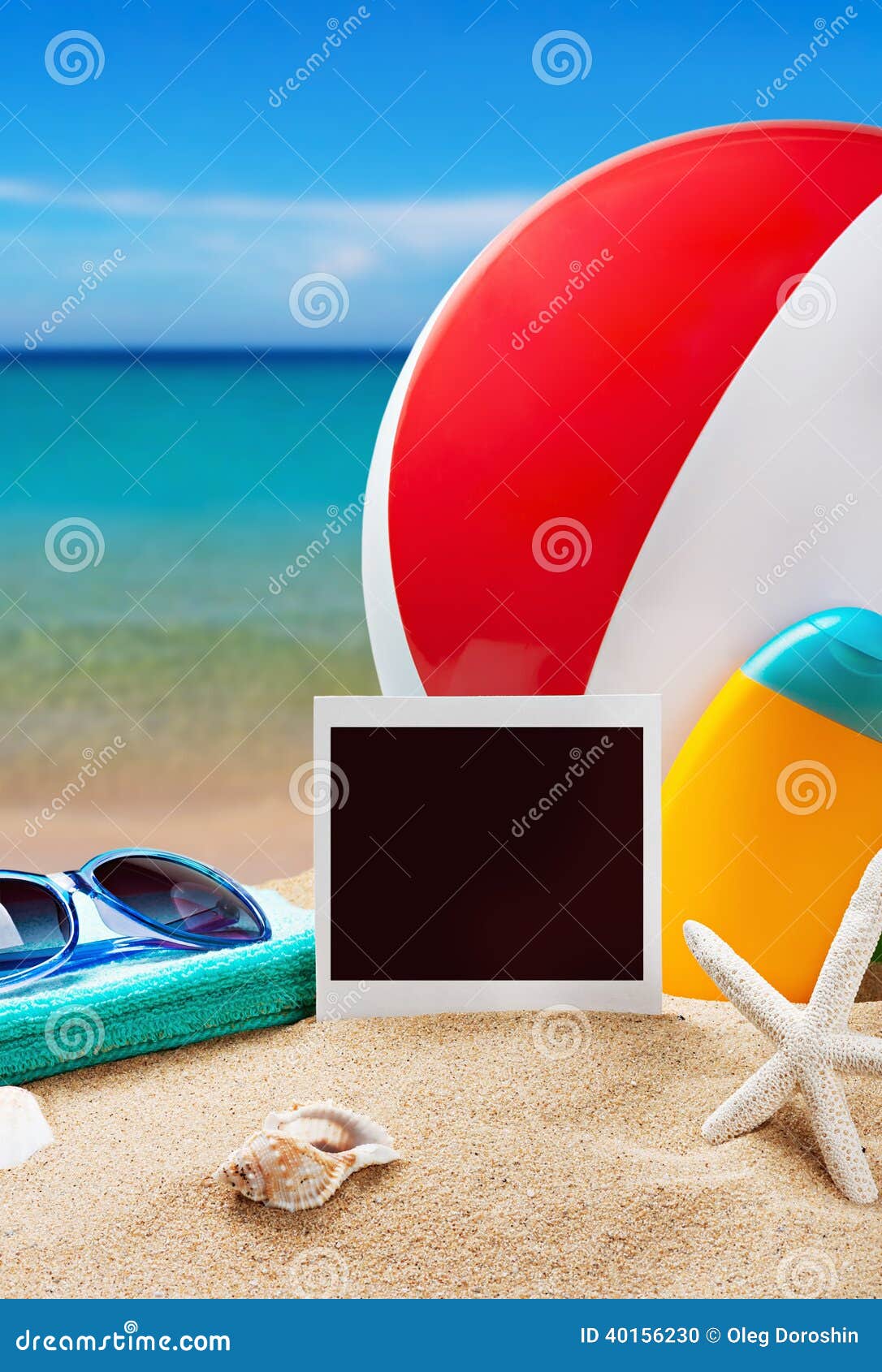 Photoframe and beach gear stock photo. Image of relax - 40156230