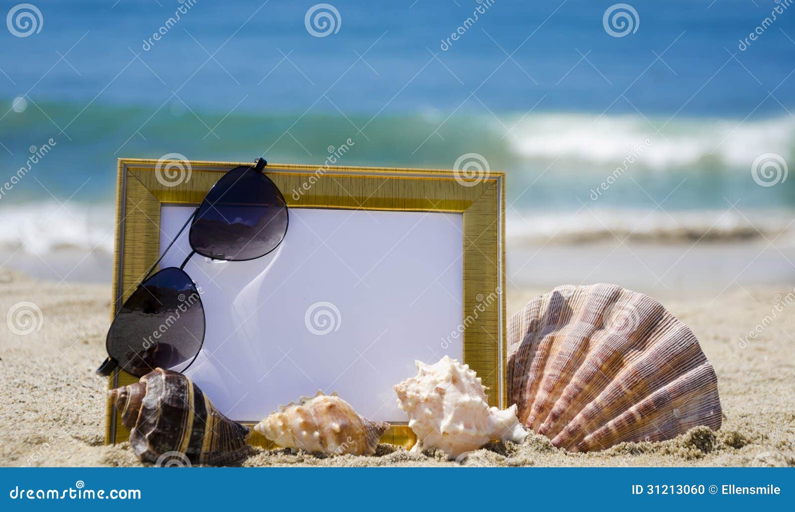 Photoframe on sandy beach stock photo. Image of beach - 31213060
