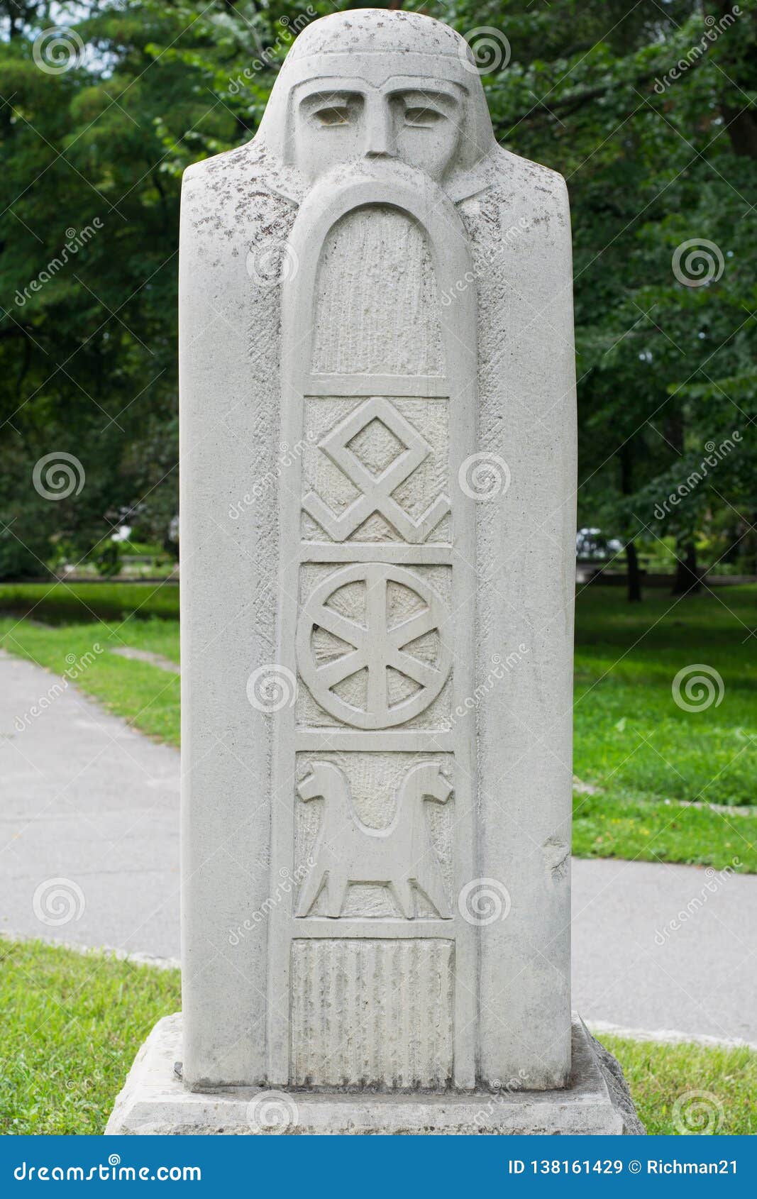 Photograph of an Ancient Stone Statue. Slavic Pagan Statue Stock Image ...
