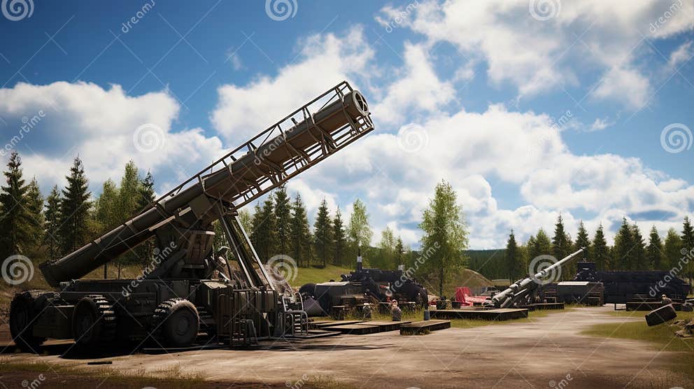 A Photograph of an Artillery Installation, Ready for Shooting at a ...
