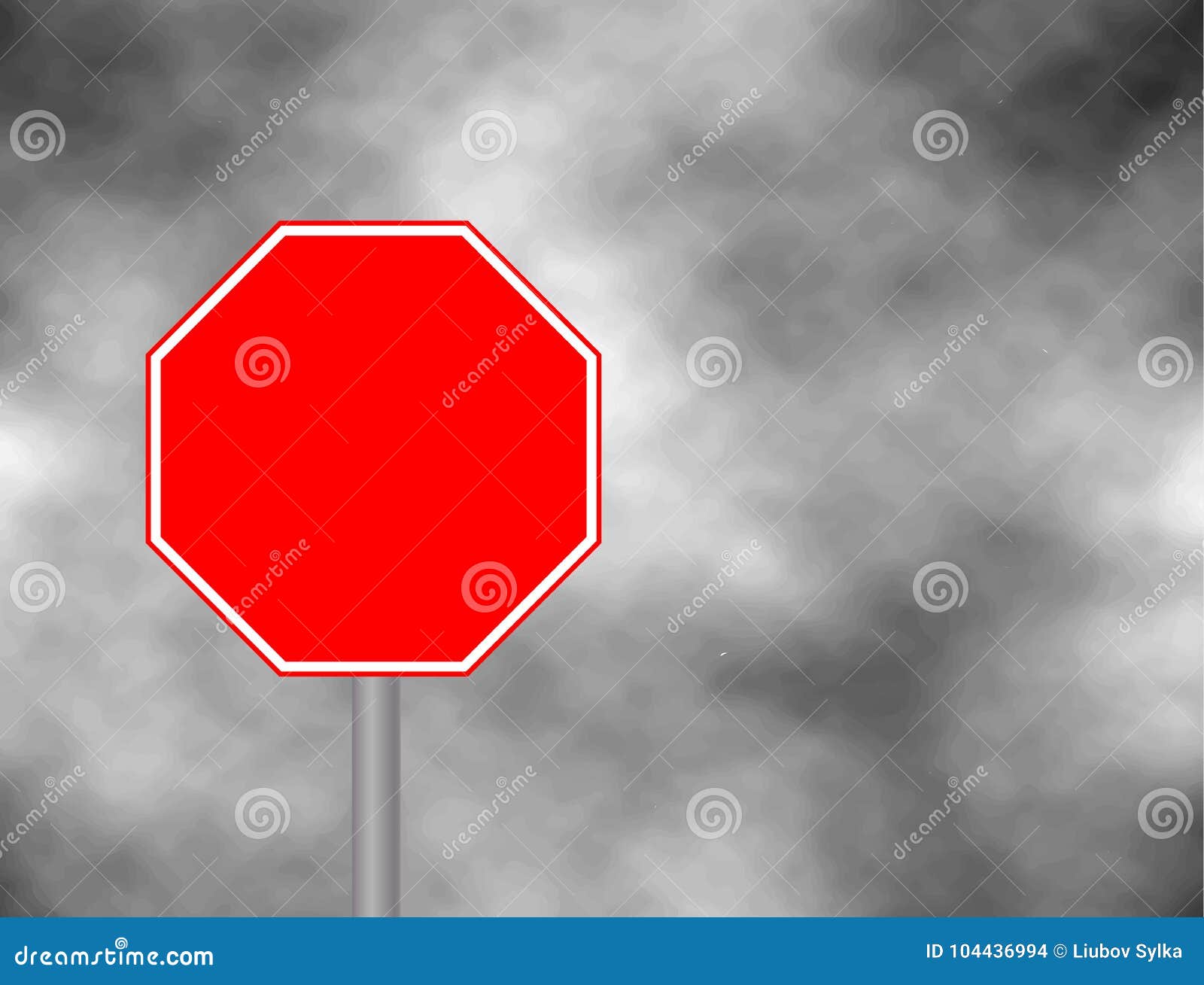 Photograph of a Blank Red Traffic Stop Sign with Rectangular White ...