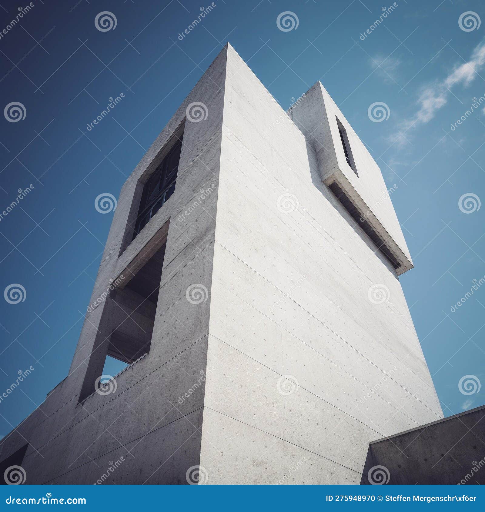 Minimalist Concrete Building with Sharp Angles Stock Illustration ...
