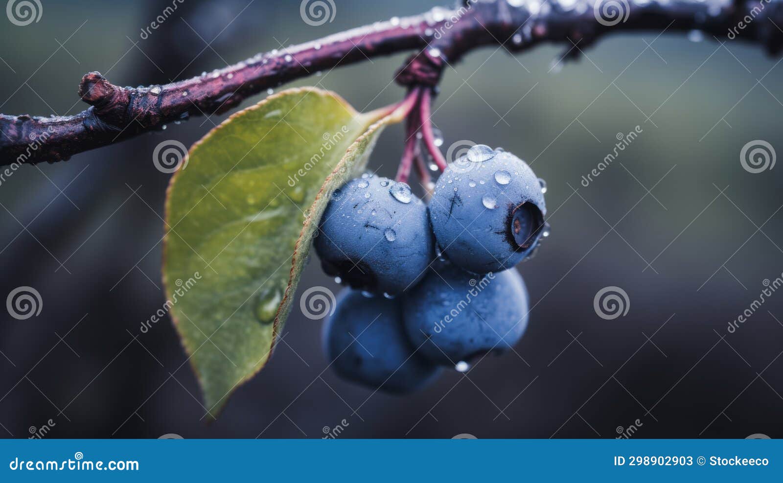 Nature-inspired Imagery: Dark and Muted Blueberries with Water Drops ...