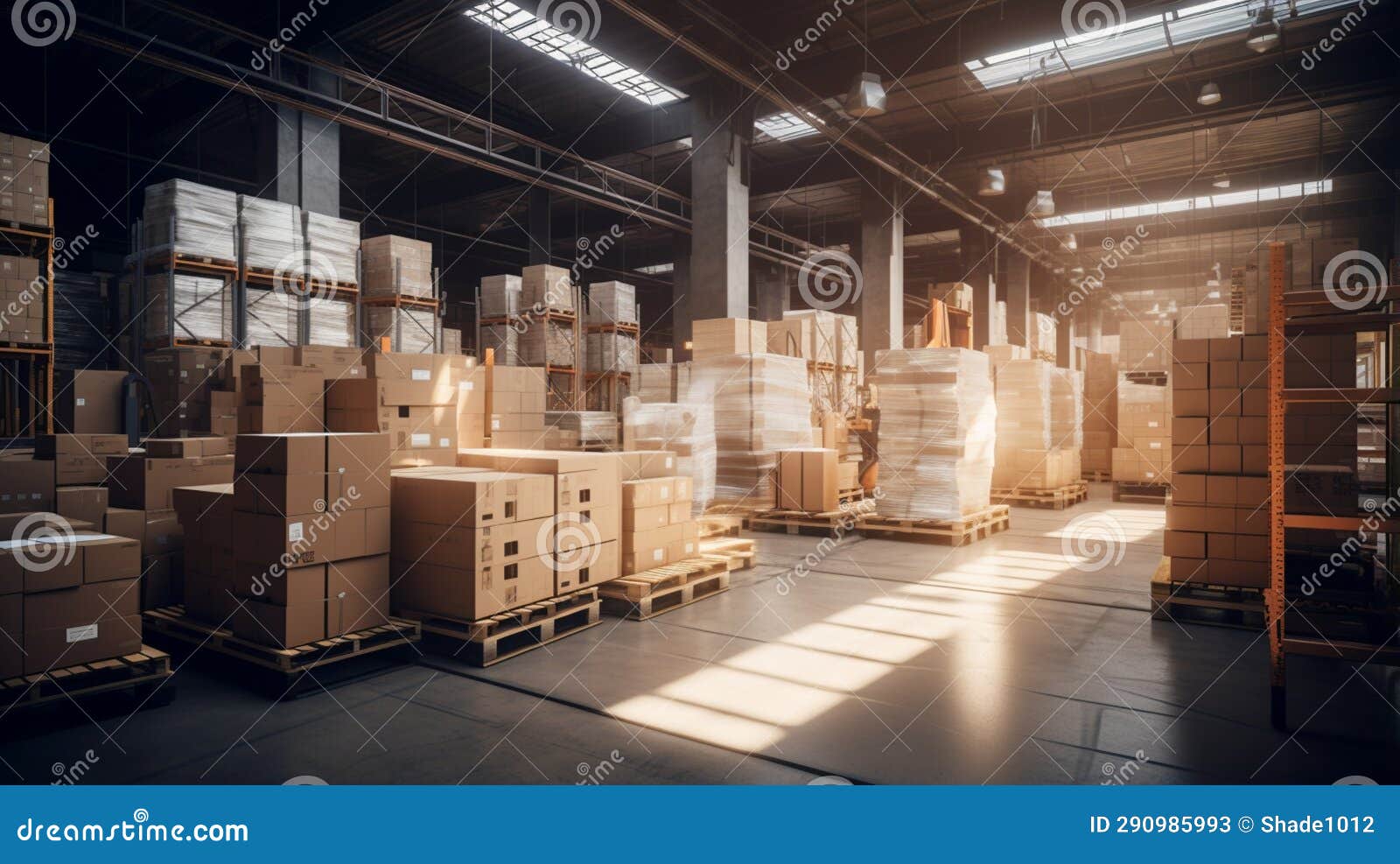 A Warehouse Full of Boxes and Pallets. Stock Illustration ...