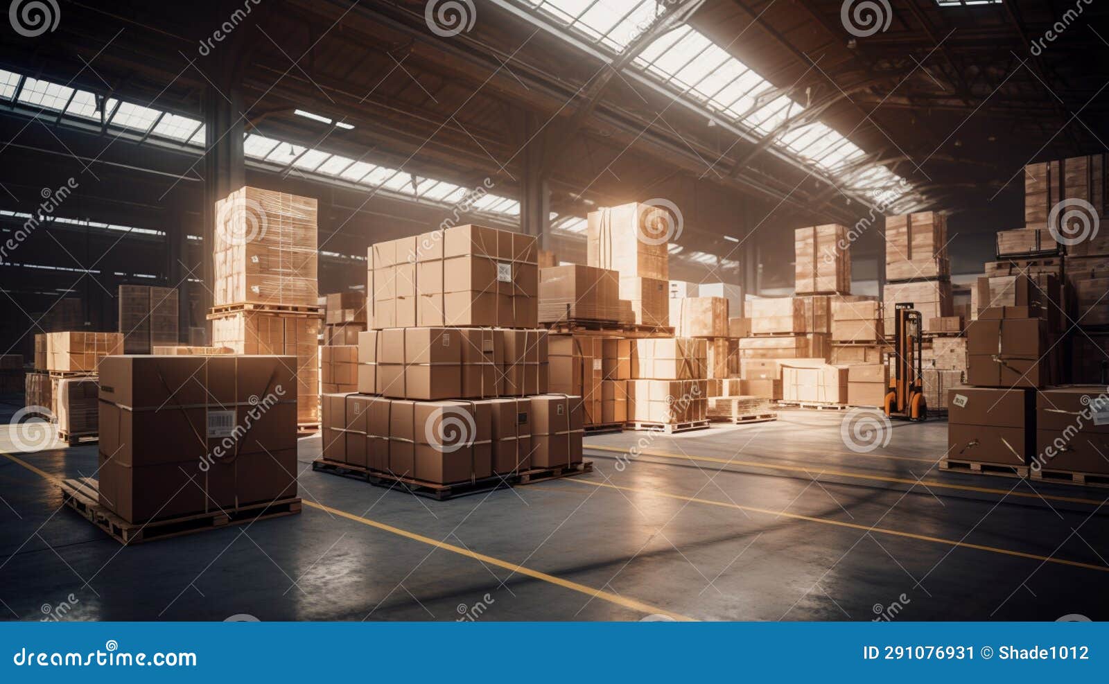 A Warehouse Full of Boxes and Pallets. Stock Illustration ...