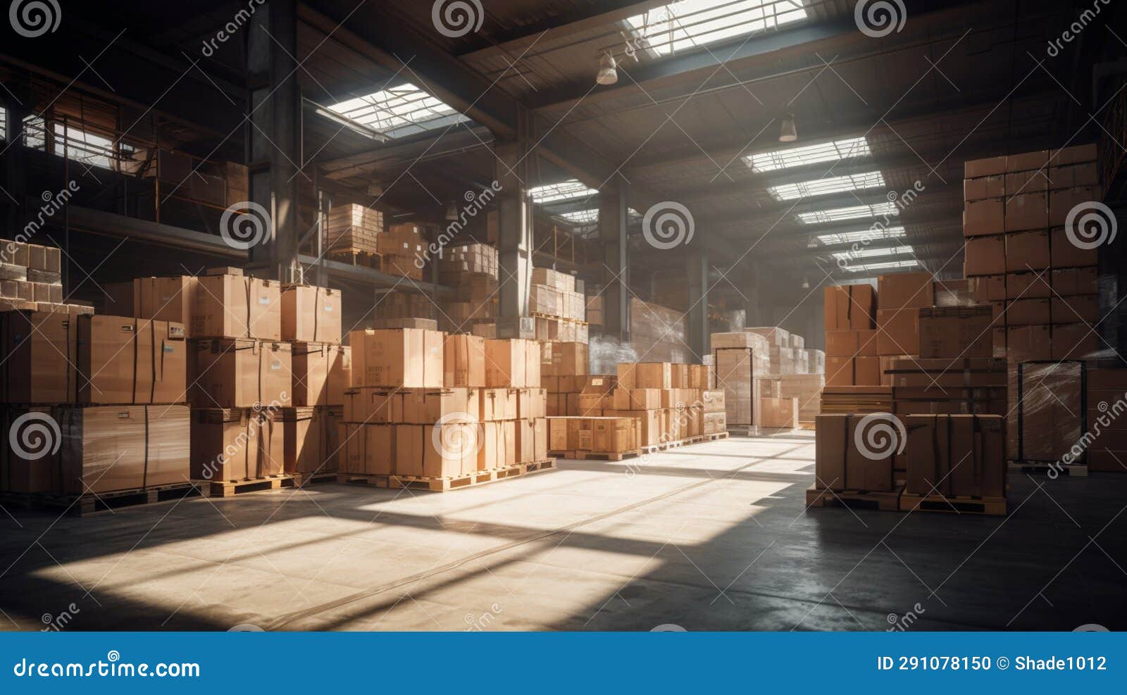A Warehouse Full of Boxes and Pallets. Stock Illustration ...