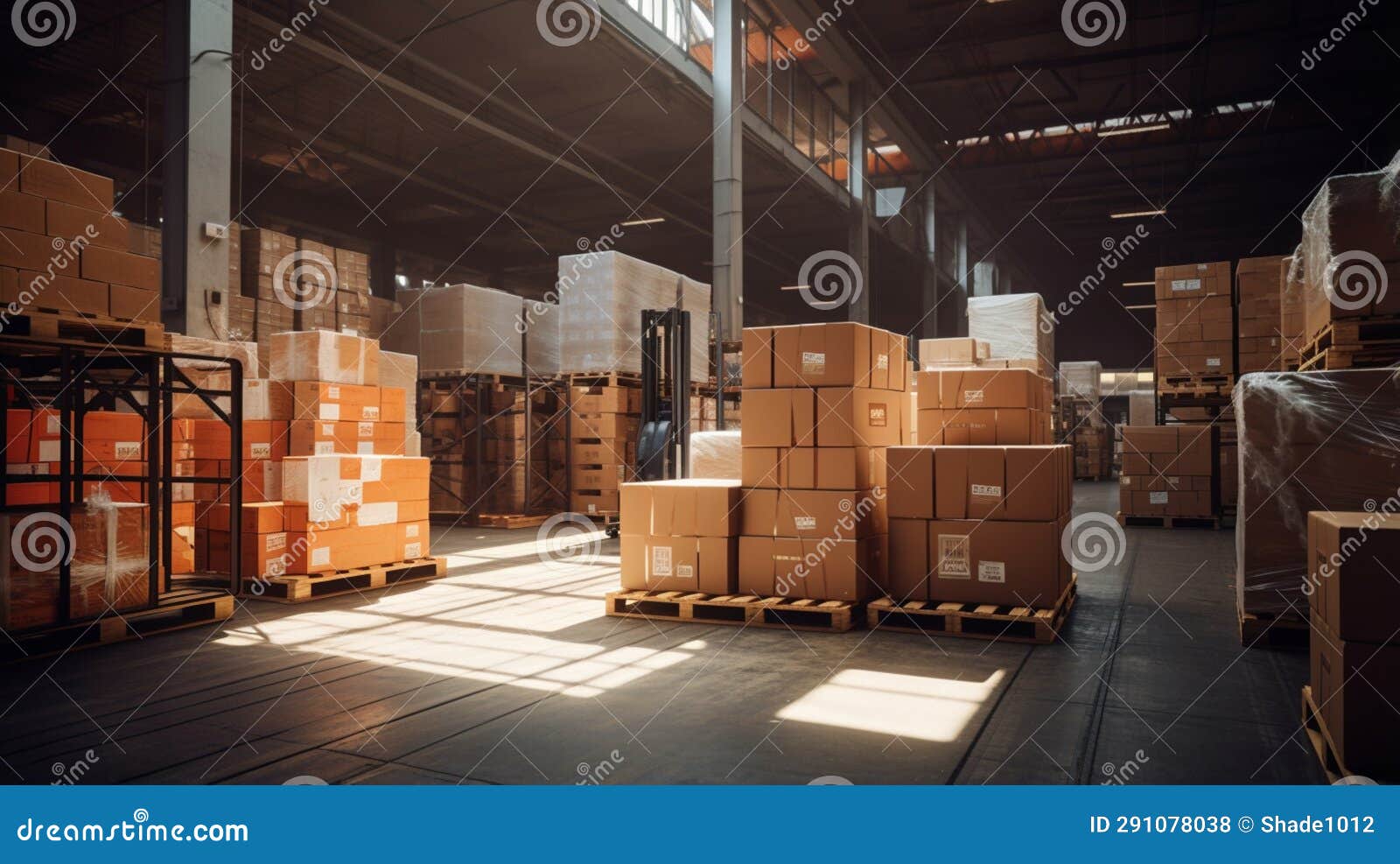 A Warehouse Full of Boxes and Pallets. Stock Illustration ...